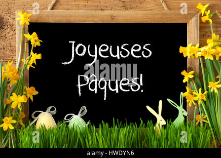 Blackboard With French Text Joyeuses Paques Means Happy Easter. Sunny ...