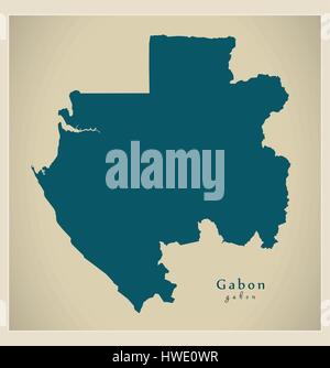 Map of Gabon with regions. Just a simple country border map with region ...
