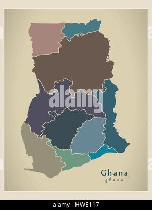 Modern Map - Ghana GH map with all regions Stock Vector Image & Art - Alamy