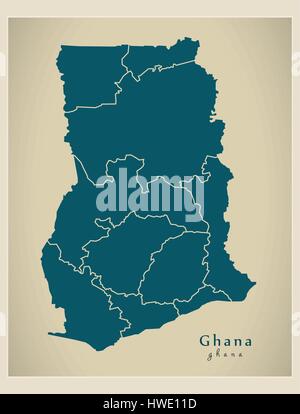 Modern Map - Ghana GH map with all regions Stock Vector Image & Art - Alamy