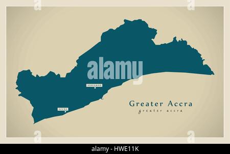 Modern Map - Greater Accra region map of Ghana GH Stock Vector Image ...