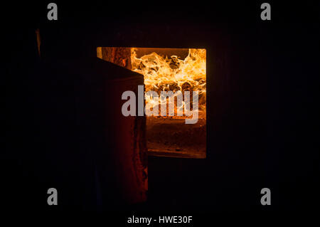 automatic biomass boiler FIEDLER, fire chamber Stock Photo - Alamy