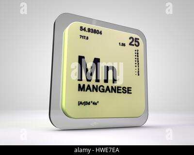 Manganese Mn chemical element. 3D rendering isolated on white ...
