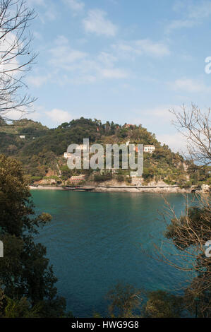 The bay and beach of Paraggi, an Italian fishing village between Santa ...