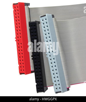 IDE connectors and ribbon cables for hard drive on PC computer ...