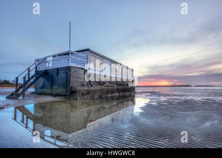 house boat at the Shell Bay, Studland, Shell Bay, Dorset, England, UK ...