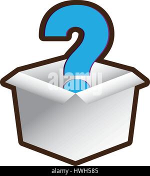 cardboard box with a red question mark. unpack an unknown parcel. flat ...