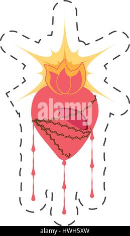 jesus christ man with sacred heart icon over white background. vector ...