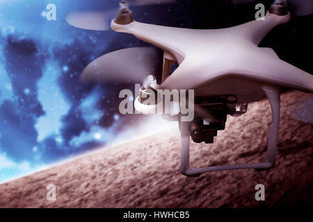 Drone Flying On The Outer Space Stock Photo - Alamy