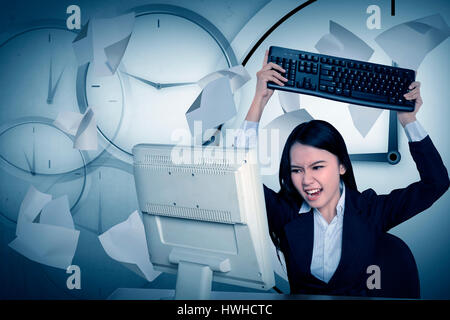 Asian business get angry because overtime work Stock Photo - Alamy