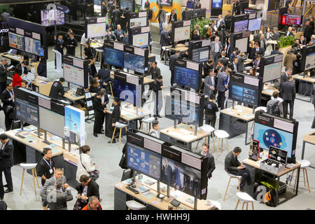 Hannover, Germany, 20th March 2017 - CeBIT digital technology trade fair, trade fair visitors at ...