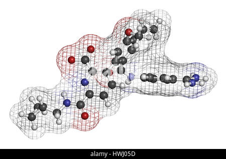Avoralstat hereditary angioedema (HAE) drug molecule. 3D rendering ...