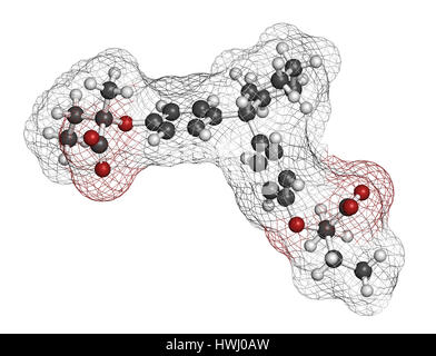 Clinofibrate hyperlipidemia drug molecule (fibrate class). Skeletal ...