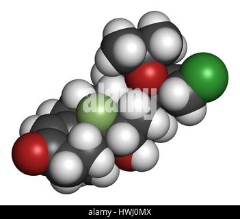 Halcinonide topical corticosteroid drug molecule. Skeletal formula ...
