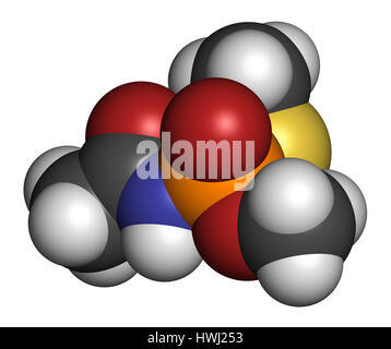 Acephate insecticide molecule. 3D rendering. Atoms are represented as ...