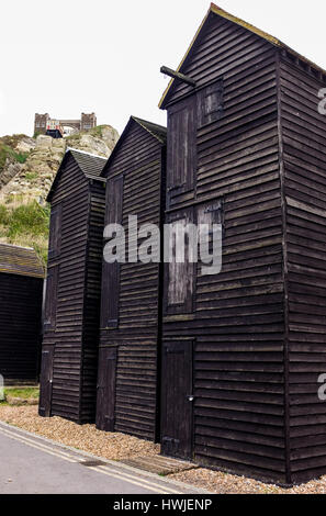 The Hastings Net Shops, Fisherman black wooden huts at Hastings at ...