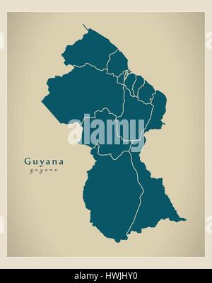 Map of Guyana with the provinces Stock Vector Image & Art - Alamy