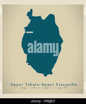 Upper Takutu-Upper Essequibo, region of Guyana. Grayscaled map with ...