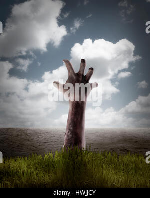 zombie hand, undead, coming out of the ground, monster hand on isolated ...