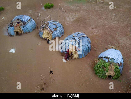 Aerial view of dimi ceremony in the Dassanech tribe to celebrate ...
