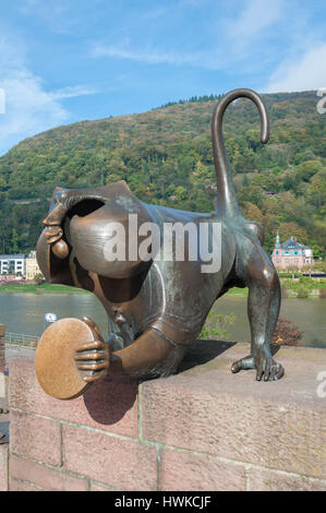 Monkey sculpture at the Karl-Theodor-Bridge,better known as the Old ...
