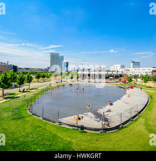 Belgium, Antwerp, recreational area pool at Park Spoor Noord Stock ...