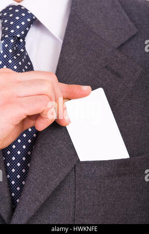 Hand putting card in time clock cut out on white background Stock Photo ...