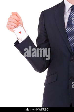 Businessman with ace card hidden under sleeve Stock Photo - Alamy