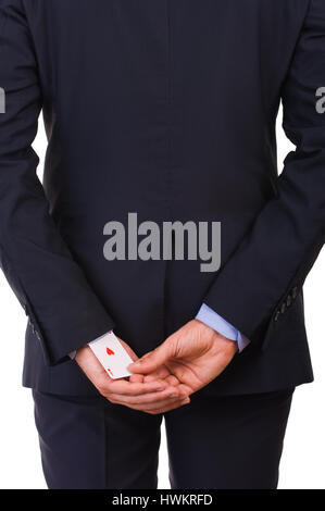 Businessman with ace card hidden under sleeve Stock Photo - Alamy