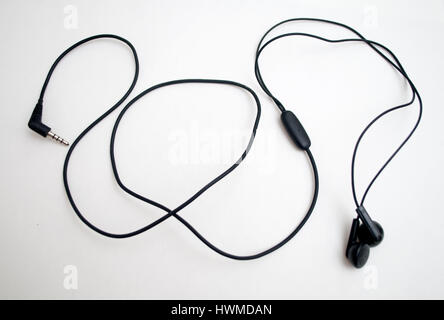 Ordinary black headphones Stock Photo - Alamy