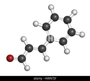 Cinnamaldehyde (cinnamic aldehyde) cinnamon flavor molecule. 3D ...