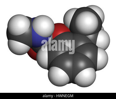 Isoprocarb insecticide molecule. 3D rendering. Atoms are represented as ...