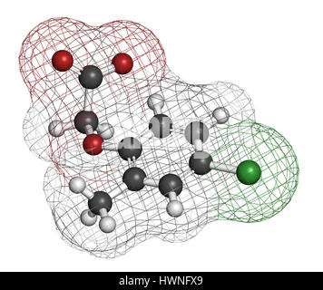 MCPA (2-methyl-4-chlorophenoxyacetic acid) herbicide molecule. Stylized ...