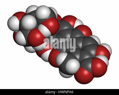 Carminic acid pigment molecule. Occurs naturally in cochineal (scale ...