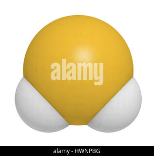 Hydrogen sulfide (H2S) molecule, chemical structure. H2S is a toxic gas ...