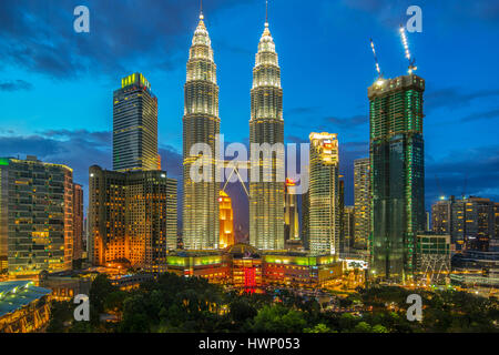 Petronas Twin Towers shot at night in the capital of Malaysia, Kuala ...