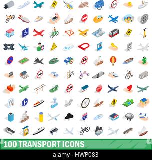 100 transport icons set, isometric 3d style Stock Vector Image & Art ...