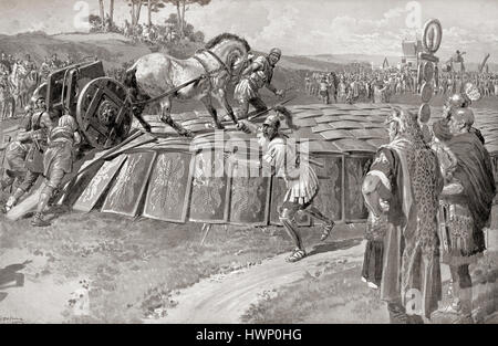 In Ancient Roman warfare, the testudo or tortoise formation was a Stock ...