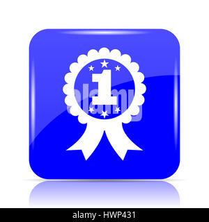 First prize ribbon icon. First prize ribbon website button on white ...
