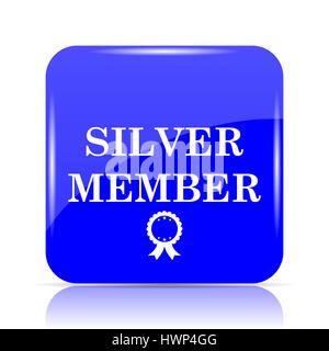 Silver member icon. Silver member website button on low poly background ...