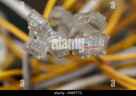 Internet Connectors RJ-45 with wires Stock Photo - Alamy