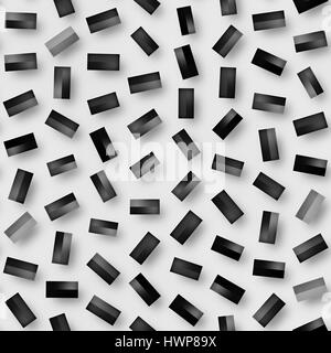 Scattered Geometric Shaded Shapes. Abstract Seamless Monochrome Pattern ...