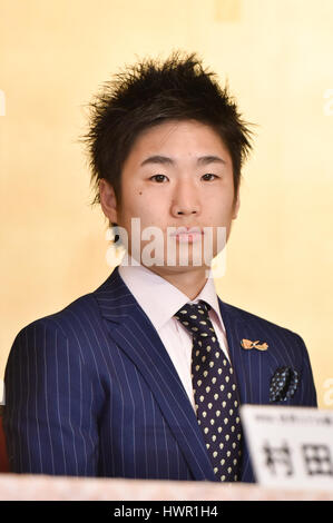 Tokyo, Japan. 3rd Apr, 2017. (L-R) Daigo Higa, Ryota Murata, Ken Shiro ...