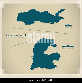 Map of India with the provinces, Daman and Diu is highlighted Stock ...