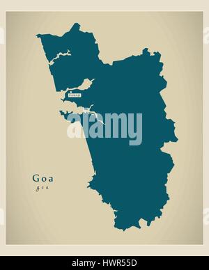 Goa map. Just a simple border map. Shape of the state. Flat blank Goa ...