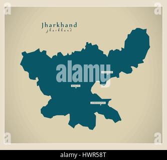 Jharkhand map. Just a simple border map. Shape of the state. Flat blank ...