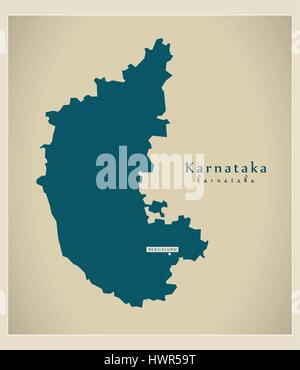 Karnataka, India. Simple vector map. State shape. Outline style. Border ...