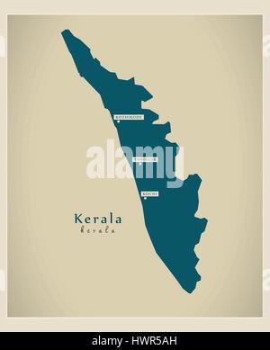Kerala, India. Simple vector map. State shape. Outline style. Border of ...