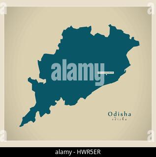 Odisha, India. Simple vector map. State shape. Solid style. Border of ...