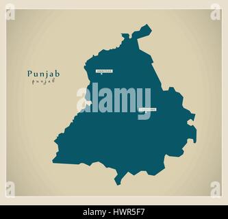 Punjab map. Just a simple border map. Shape of the state. Flat blank ...